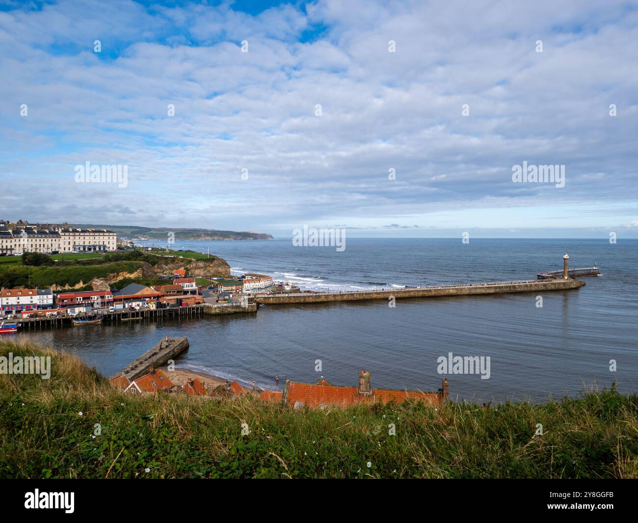 Aerial view of the seaside town of Whitby Stock Photo - Alamy