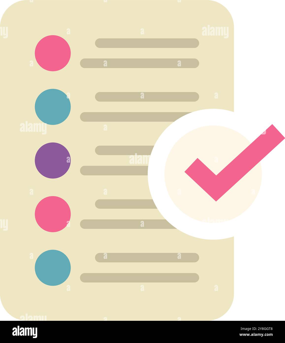 Completed checklist with checkmark icon showing task completion Stock ...