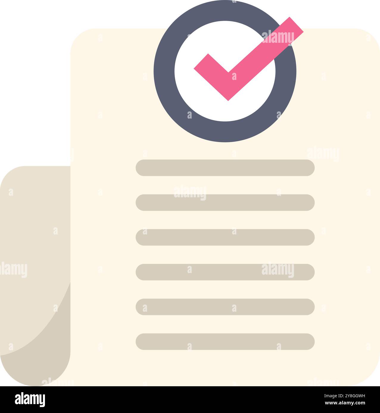 Stylized document with text and a prominent checkmark symbol, conveying ...