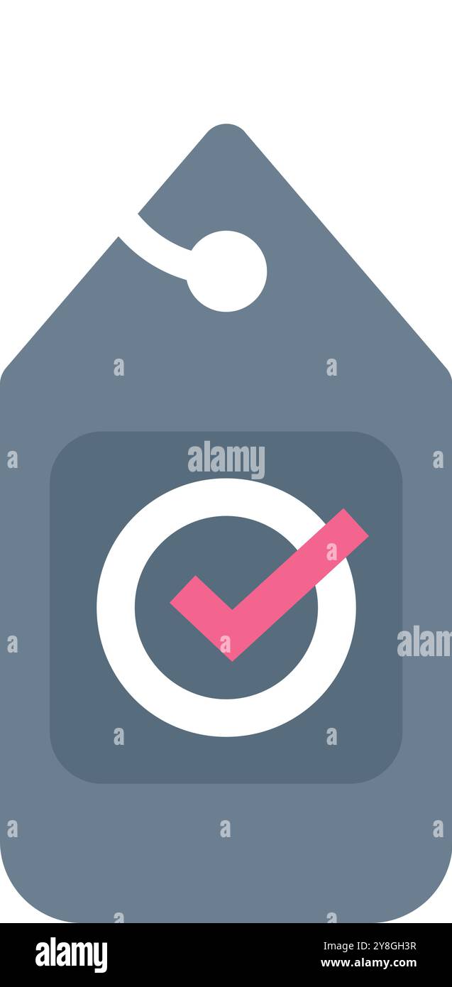 Simple icon of a tag with a check mark, signifying verification or ...