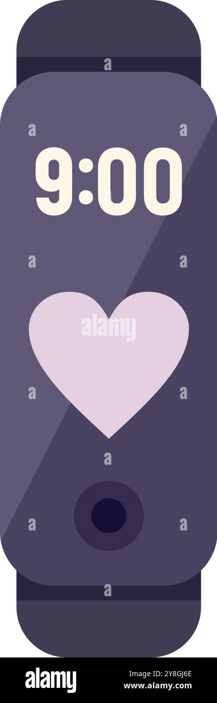 Illustration of a smartwatch showing heart rate and time, perfect for topics about health and ...