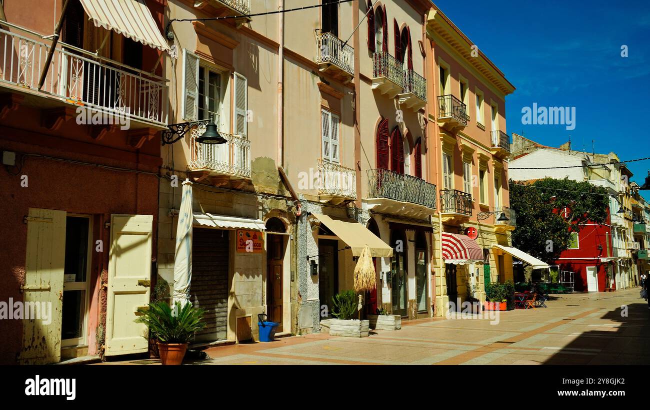 The colorful alleys of Carloforte, the main town on the Island of San ...