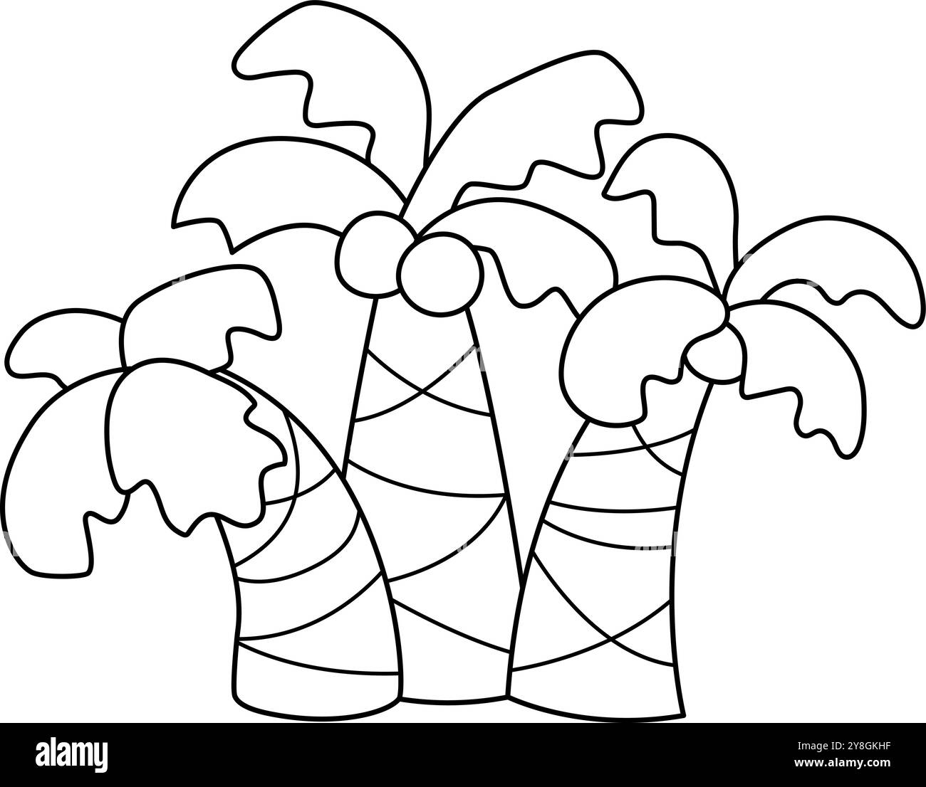 Black and white palm trees illustration. Vector tropical plant line ...