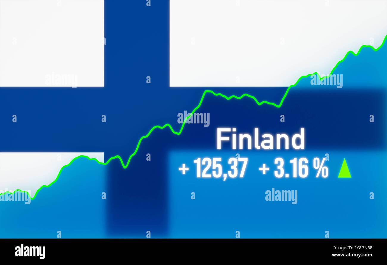 Finland stock market up, rising chart. Finland stock market up. Rising ...