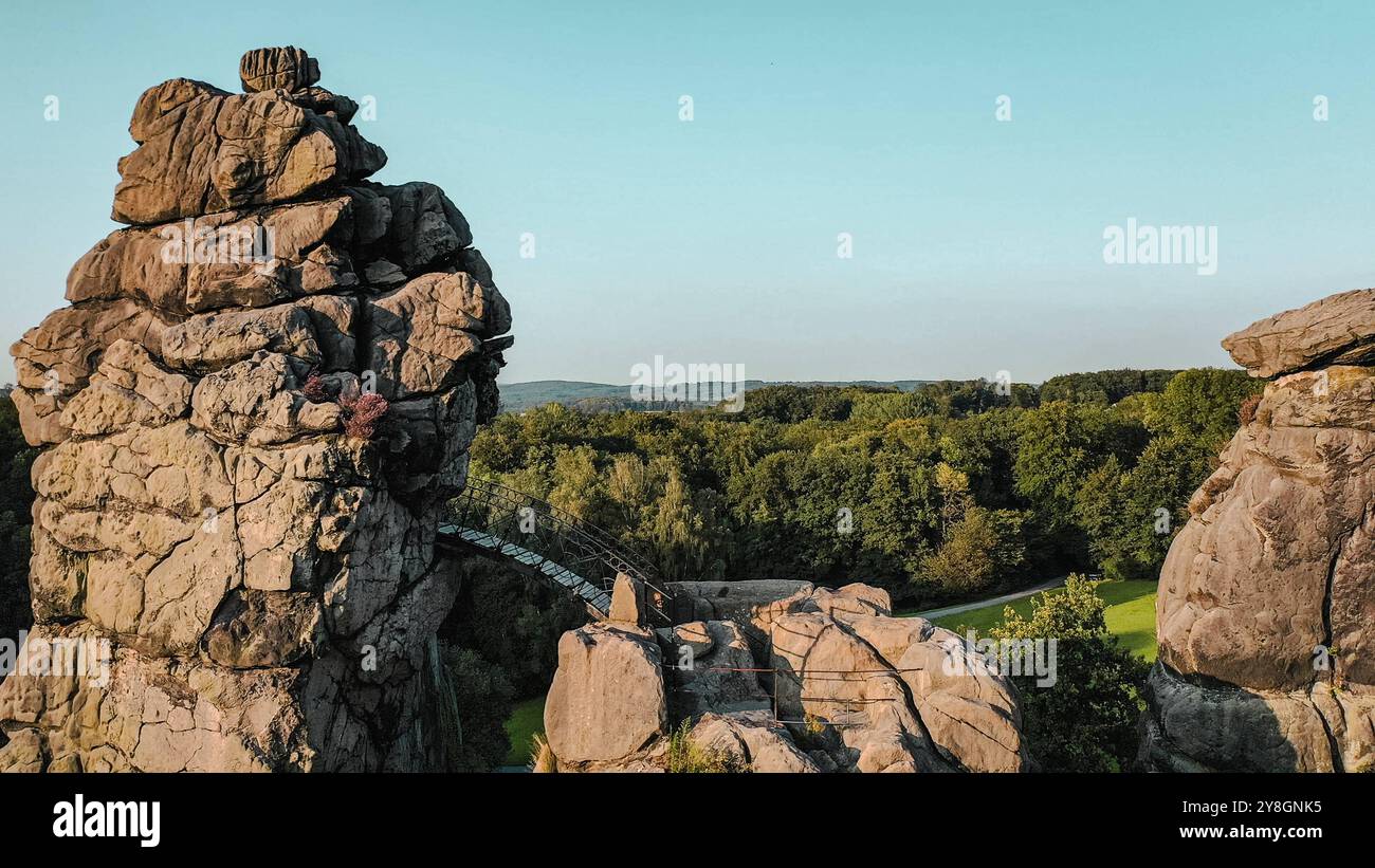 Natural attractions in Germany drone view of the Externsteine a ...