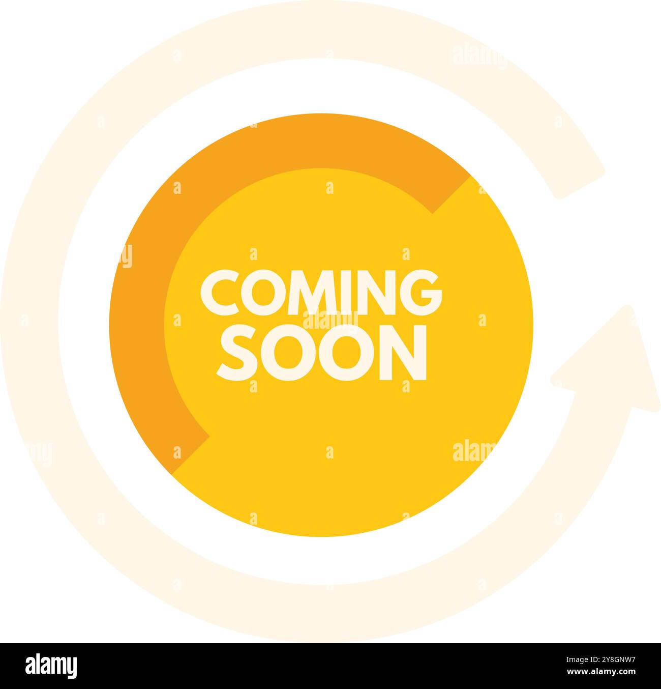 Circular symbol is showing the message coming soon, with an arrow ...