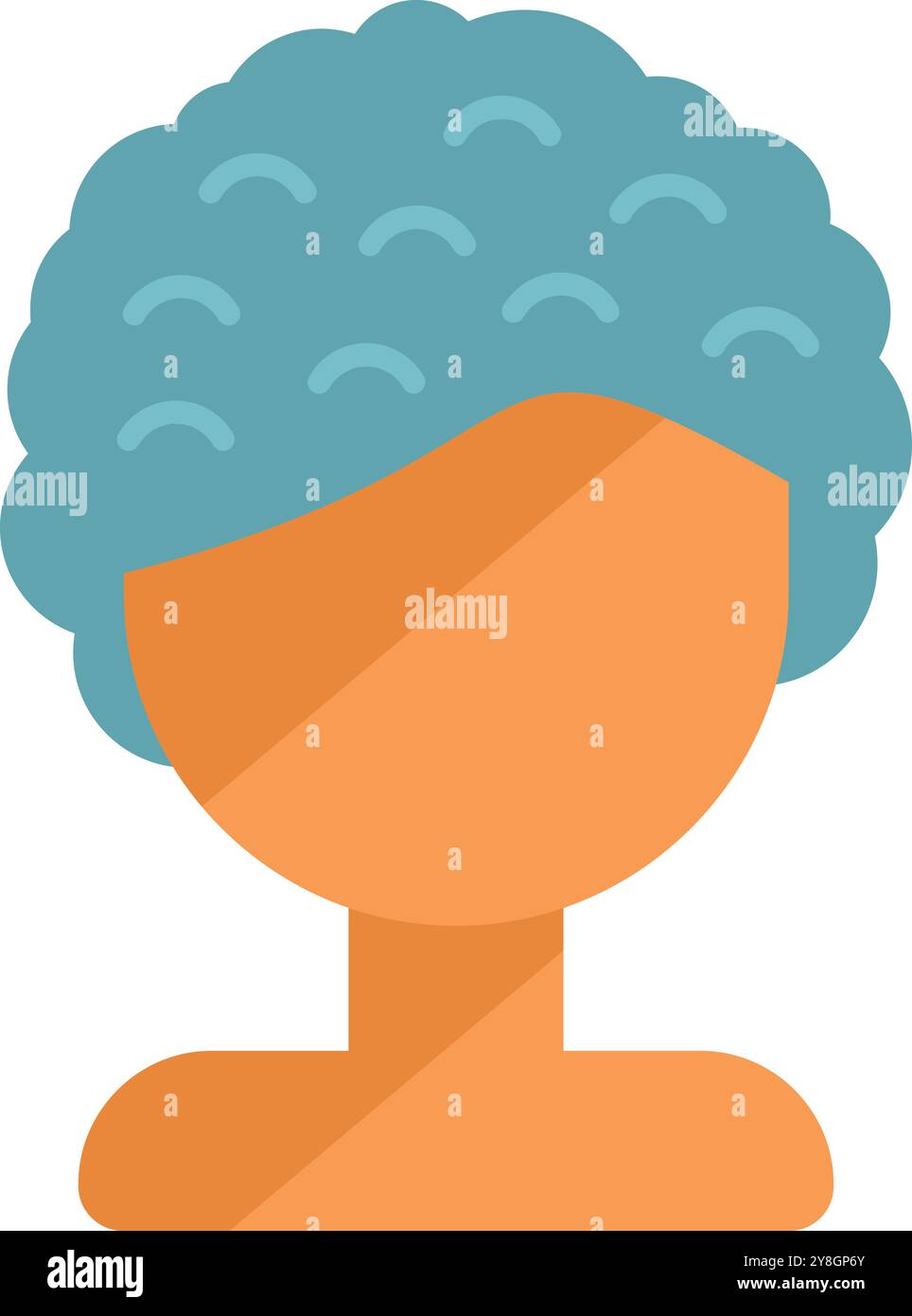 Faceless female character showing short curly blue hair style, front ...