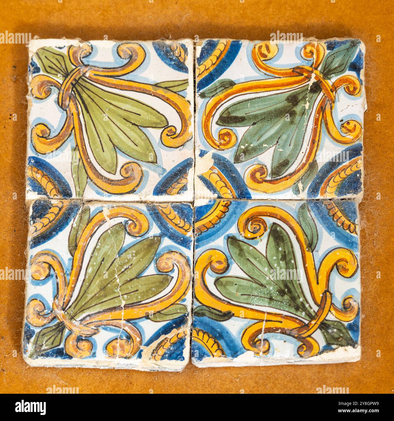 Glazed and flat painted wainscoting tile, 17th century, Huesca Diocesan ...