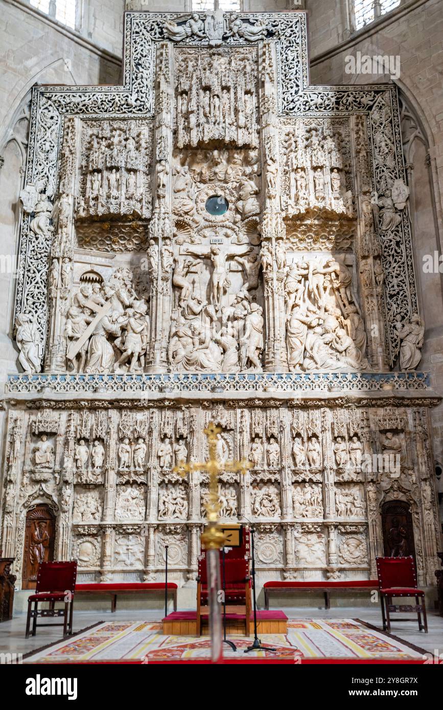 main altarpiece, alabaster, triptych on the Passion of Christ, Cathedral of Santa María de ...