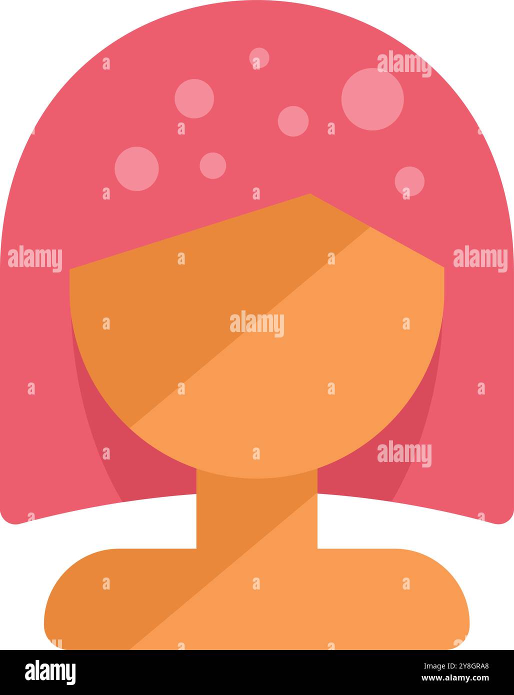 Woman with pink hair suffering from itchy scalp, dandruff and psoriasis ...