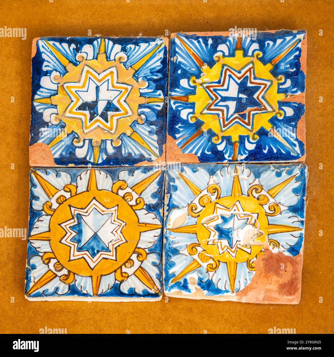 Tile for wainscoting and altar front, glazed and flat painted ...