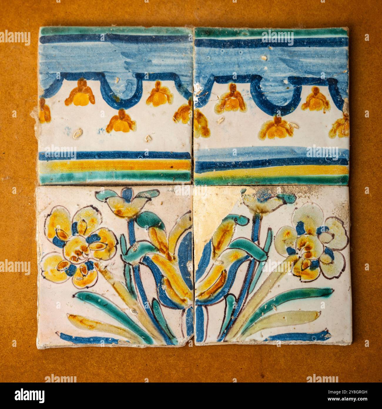 Tile for wainscoting and chapel, glazed and painted tiles, 18th century ...