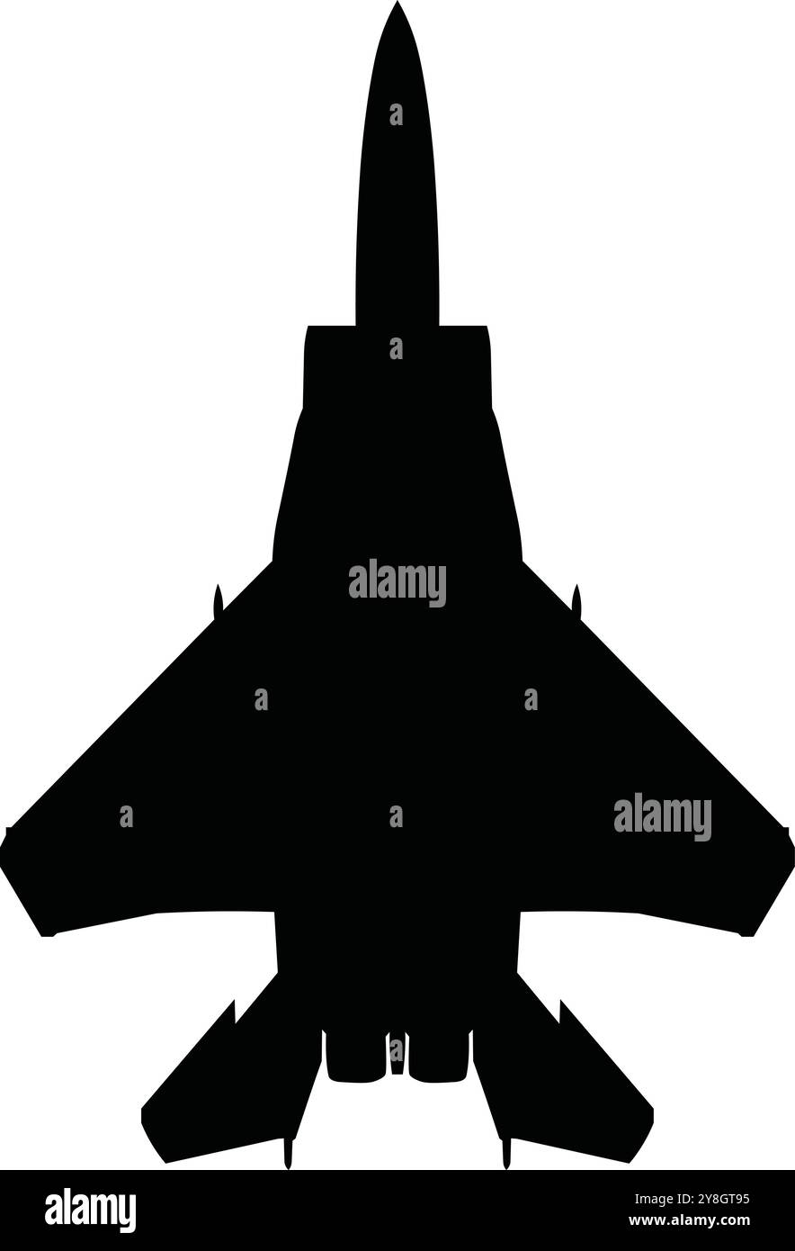 Military Fighter Jet Top Down Silhouette. A top down angle silhouette ...
