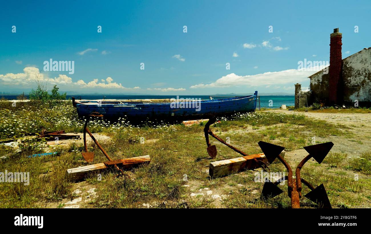 Punta beach and the Tonnare still in operation today, San Pietro Island ...
