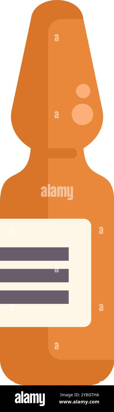 Medical glass ampoule containing orange liquid medicine, commonly used ...