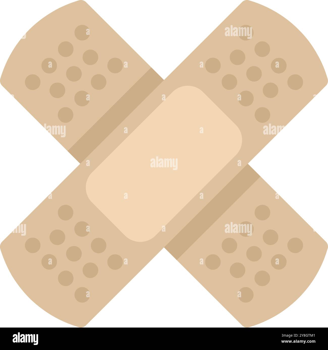 Two beige adhesive medical plasters are forming a cross shape Stock ...