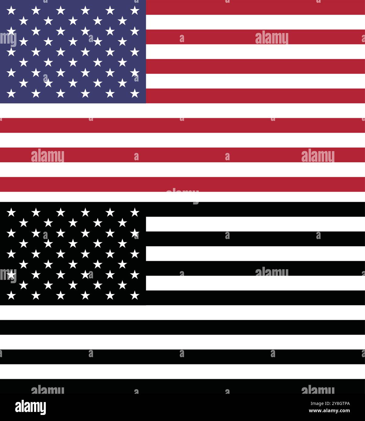American Flag Full Color and Black. The flag of the USA in two ...