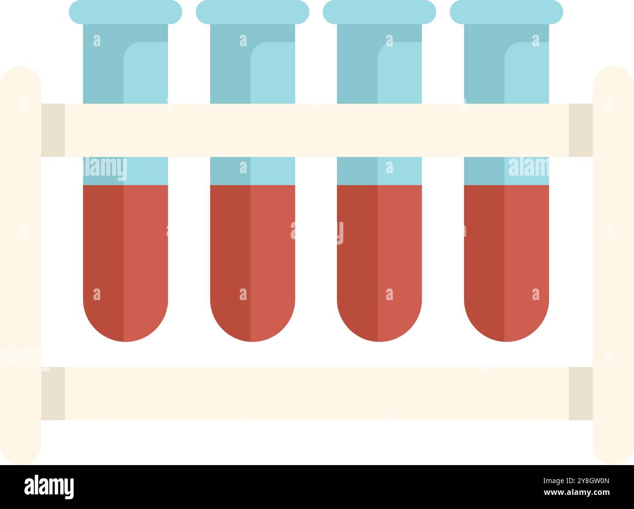 Four laboratory test tubes holding blood samples are sitting in a tube ...