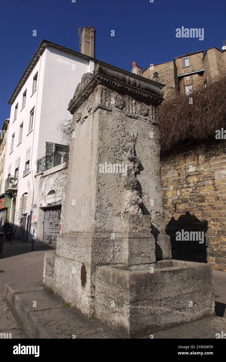 Roman remains, Trion fountain, Trion square, Lyon, France Stock Photo ...