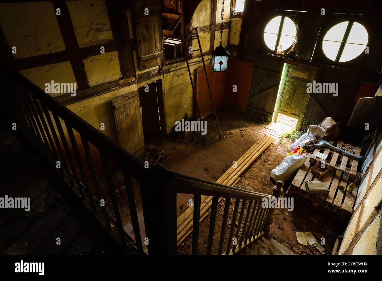 interior of an old abandoned barn Stock Photo - Alamy