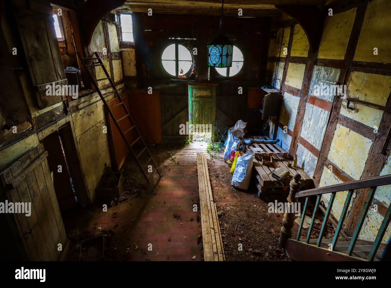 interior of an old abandoned barn Stock Photo - Alamy
