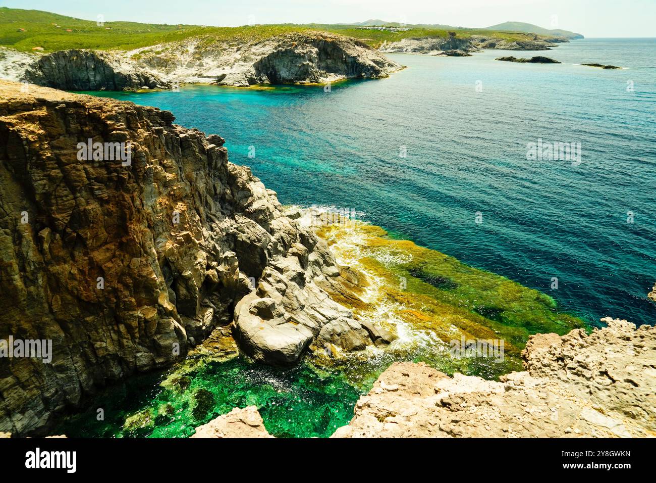 The cliffs overlooking the sea of Cala della Signora beach on the ...