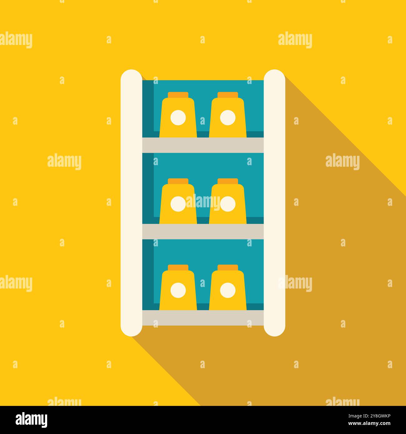 Supermarket shelf is being stocked with goods for retail sale in a ...