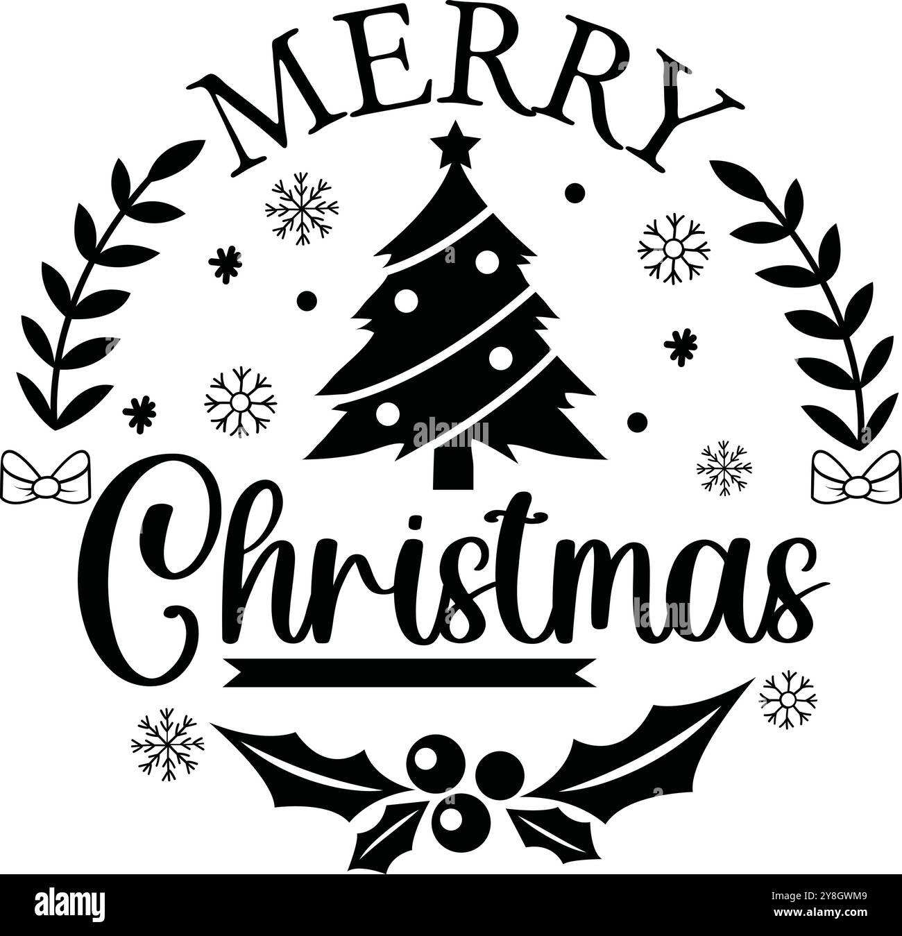 Merry Christmas Flat Ornament Design. A round Christmas design with the ...