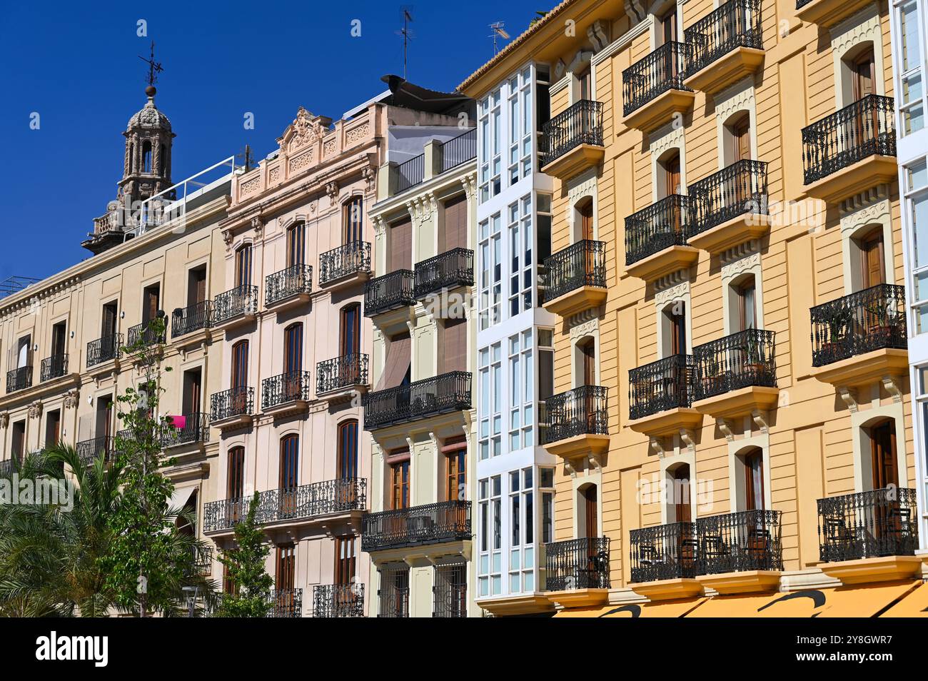 Old buildings facade detail in Valencia Spain Stock Photo - Alamy