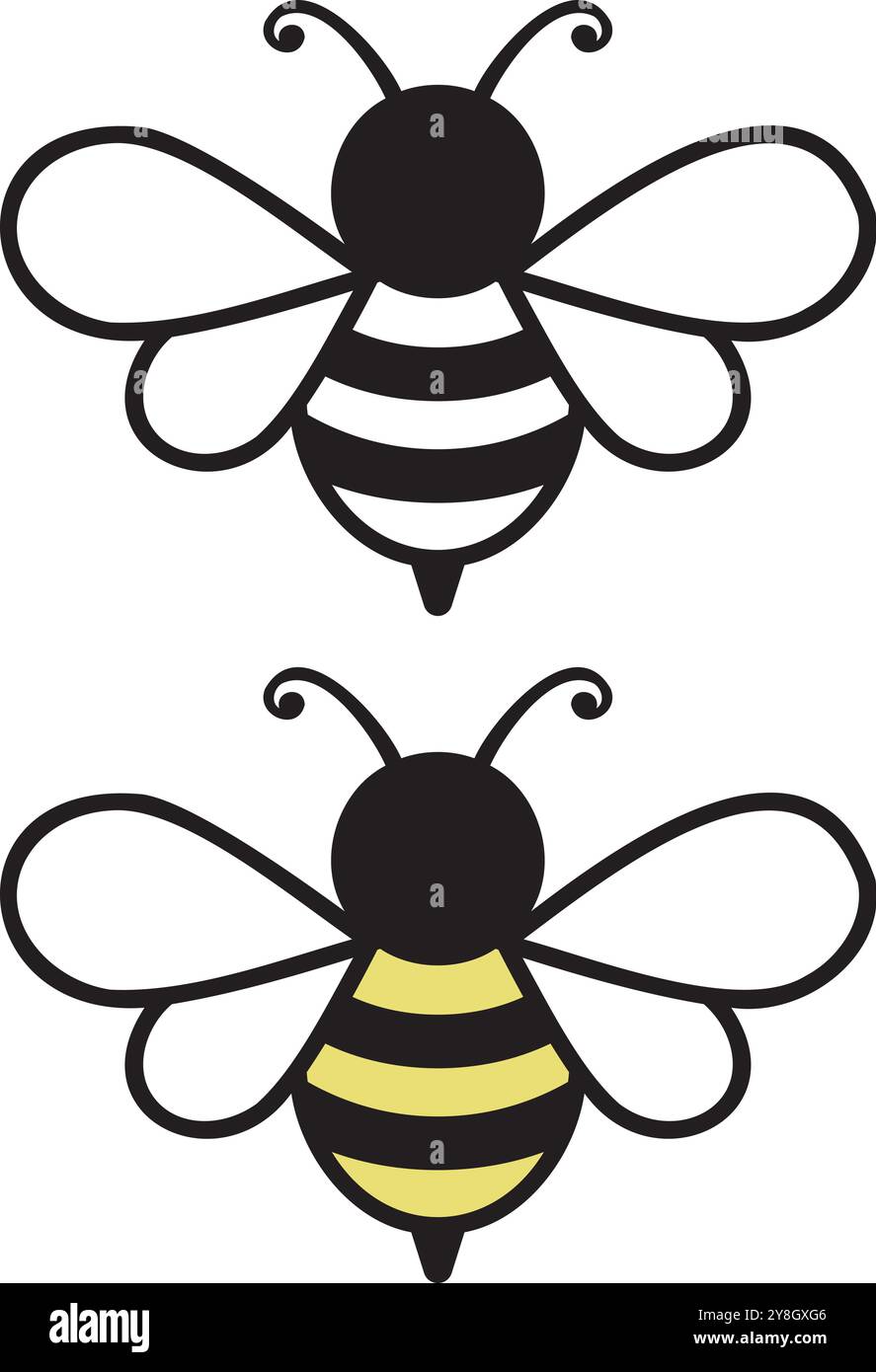 Cute Bee Symmetrical Isolated. A cute bee decal fully symmetrical and ...