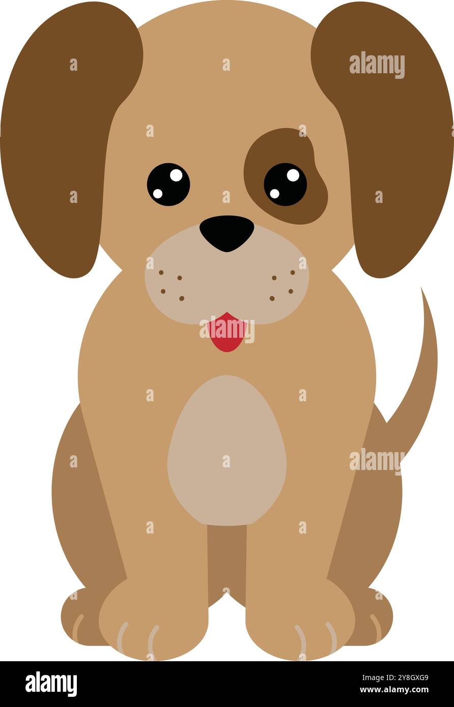 Dog Cartoon Illustration Clip Art. A cute brown dog with a spot on his ...