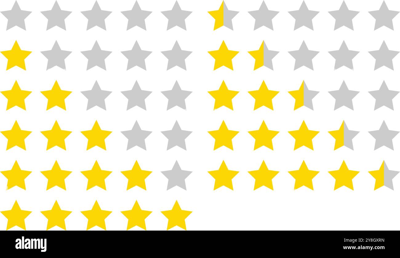 Five Star Rating System with Half Stars. A star rating system graphic ...