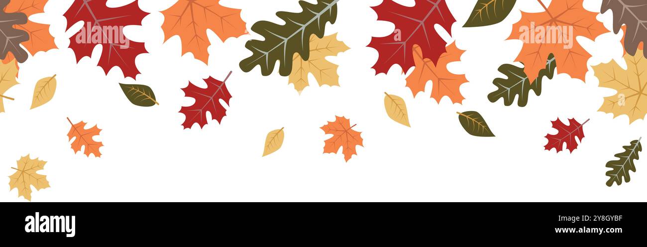 Fall Leaves Falling Overlay Border. A layer of Autumn colored leaves ...