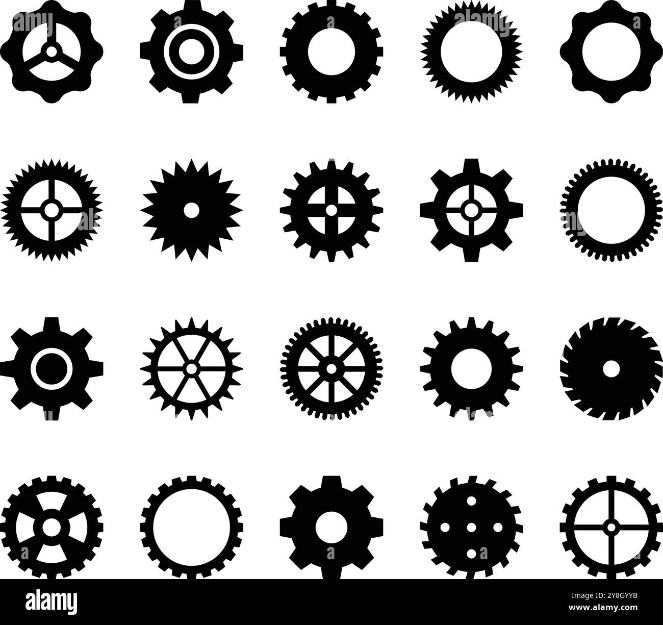 Gear Cog Shape Set Collection Isolated. A collection of different ...