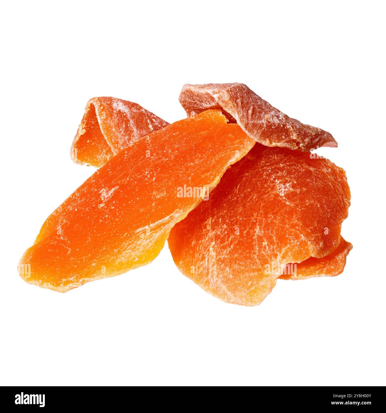 Dry mango pile against white background Stock Photo - Alamy