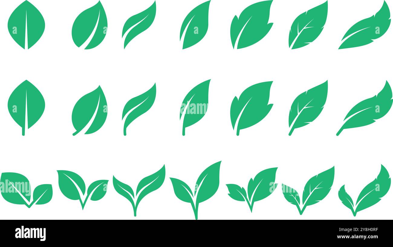 Leaf Leaves Logo Shapes Set Isolated. A set of leaf and leaves shaped ...