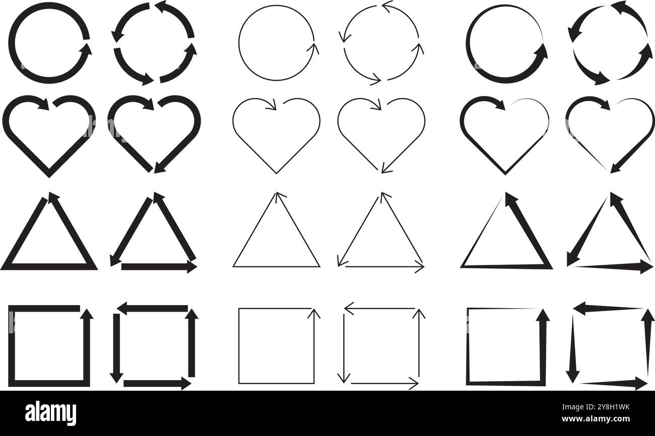 Circles Squares Triangles Hearts Shapes Made from Arrows. A set of ...