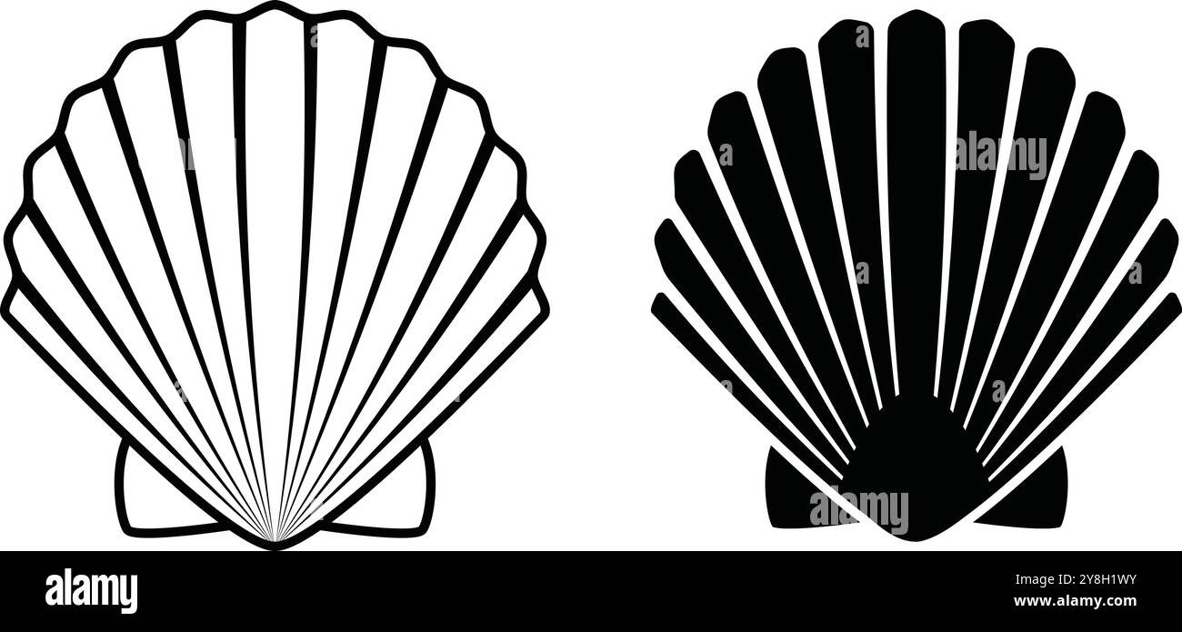 Scallop Shell Logo Clip Art isolated. A scallop clamshell symmetrical ...