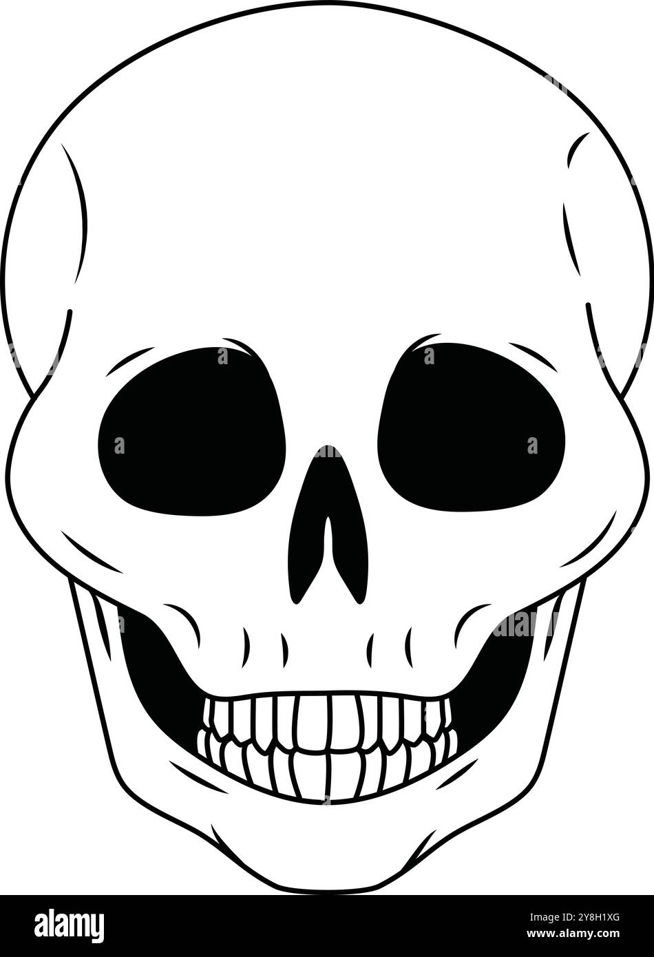 Stylistic Human Skull Illustration Isolated. A stylistic sticker ...