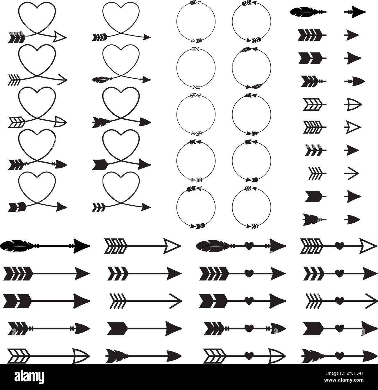 Large Tribal Arrow Heart Frame Set. A large set of tribal arrow decals ...