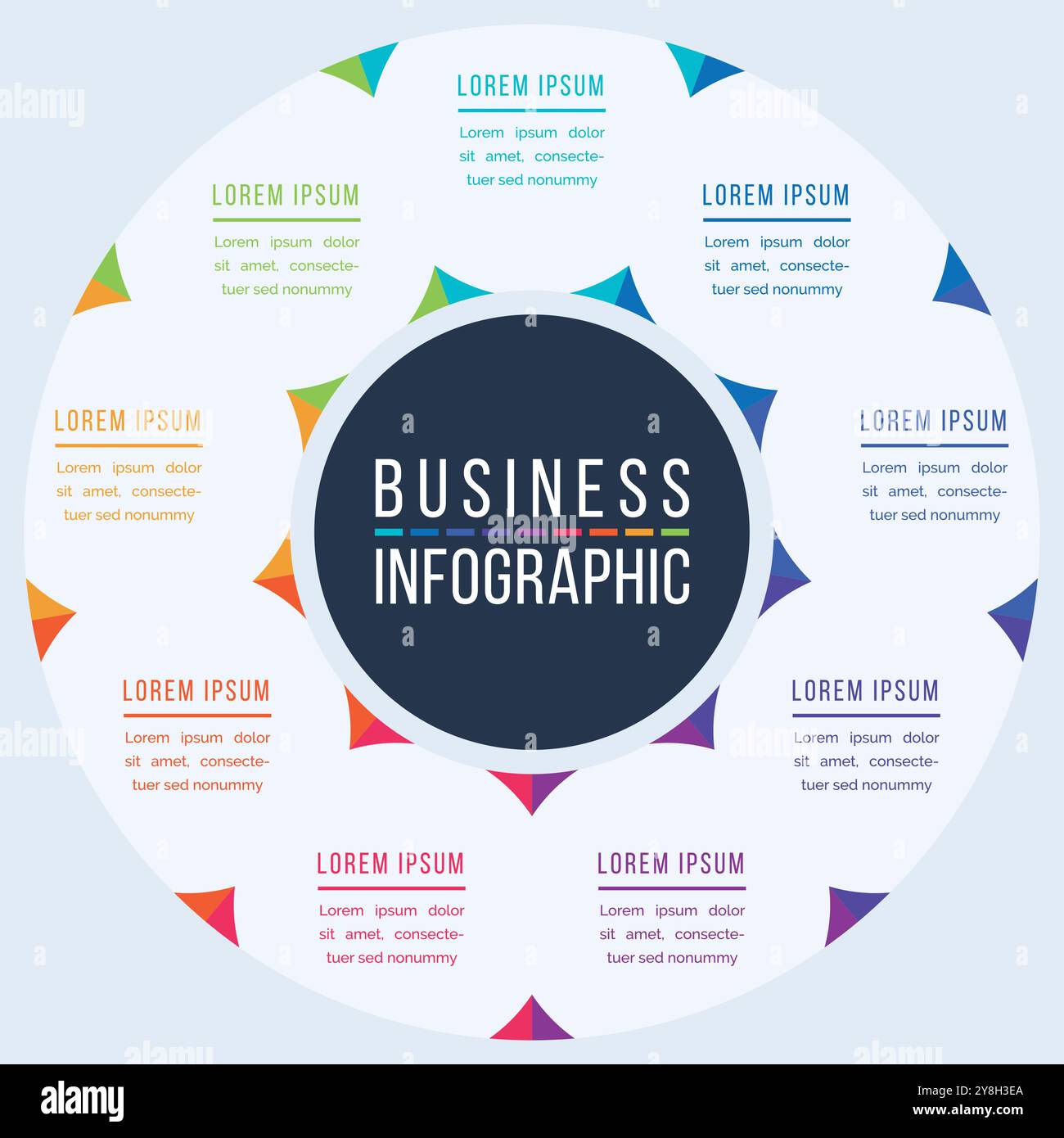 Circle Infographic design 9 steps, objects, elements or options ...