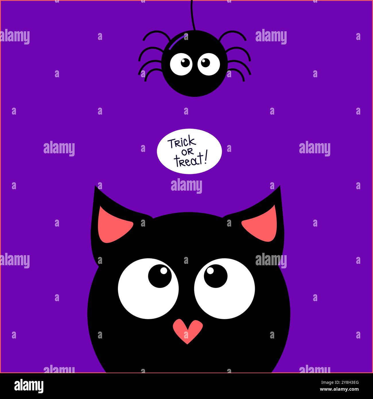 Happy Halloween. trick or treat Black cat face head silhouette looking ...