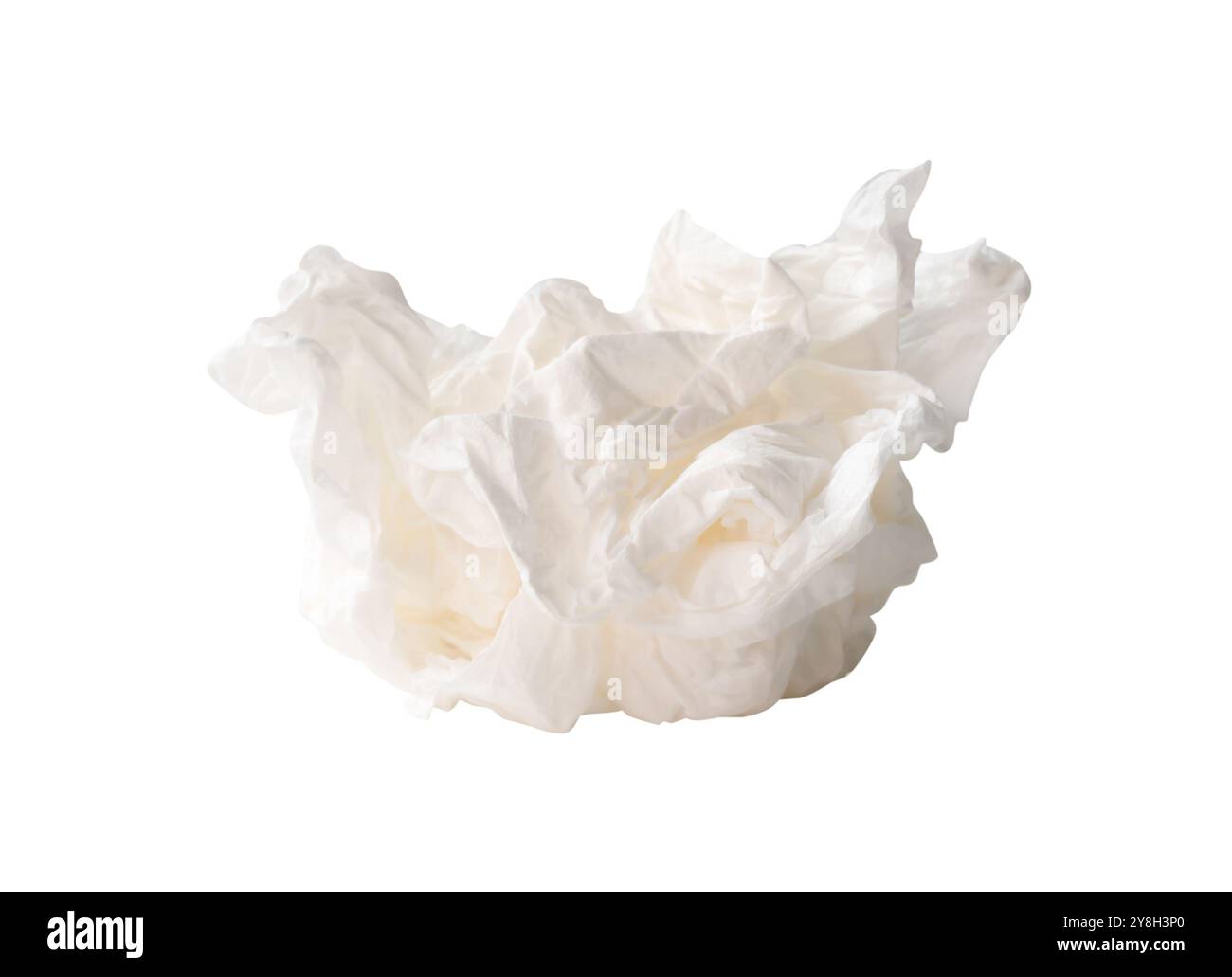 Side view of screwed or crumpled white tissue paper ball is isolated on ...