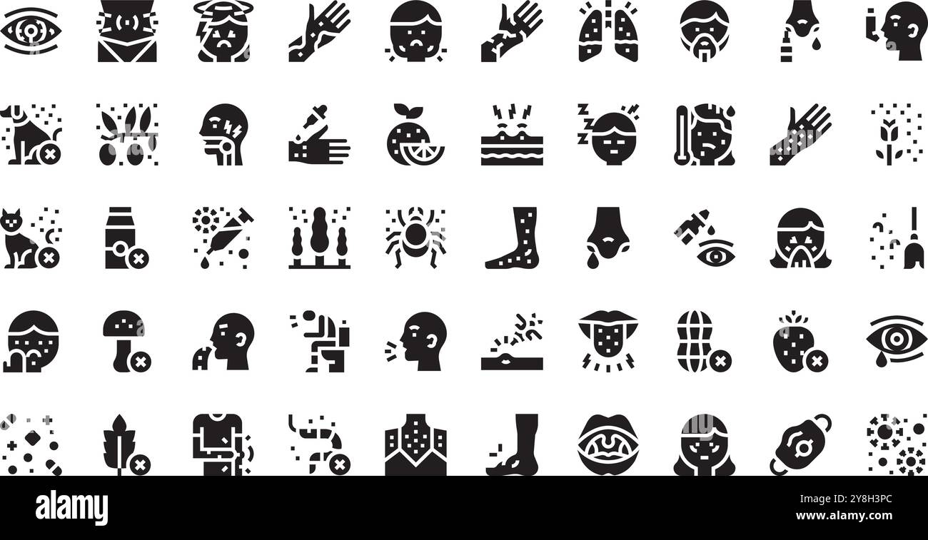 Allergy symptoms filled of icons High-Quality Vector Icons Collection ...