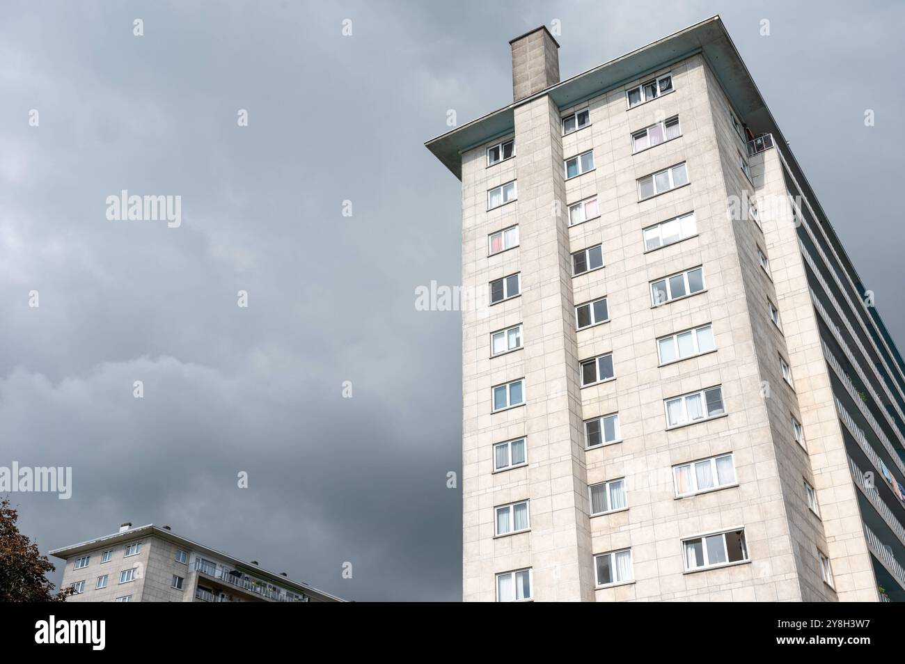 High rise apartment blocks in a residential area of Ganshoren, Brussels ...