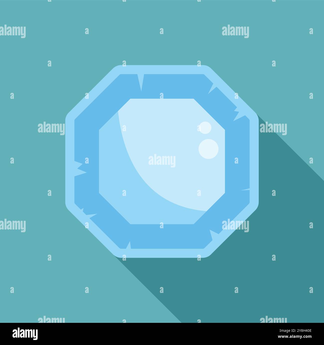 Octagon ice block shining with glare light, falling frozen water Stock ...