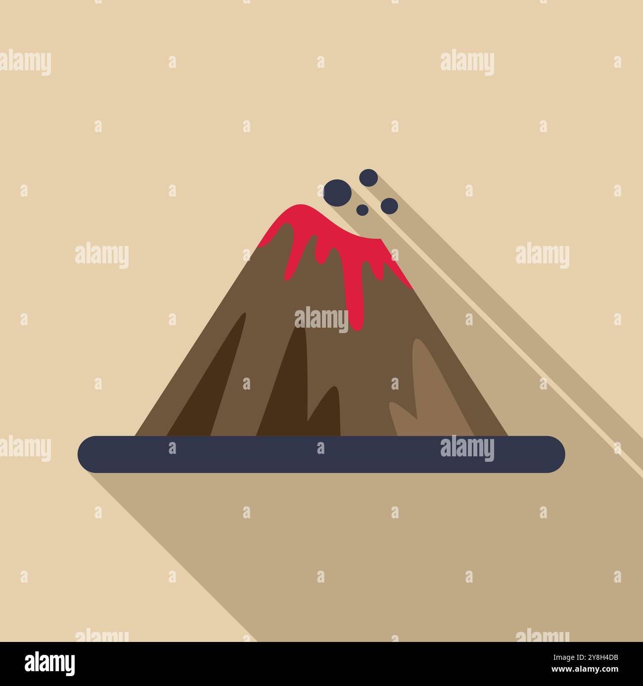 Volcano erupting with red hot magma pouring down the side Stock Vector ...