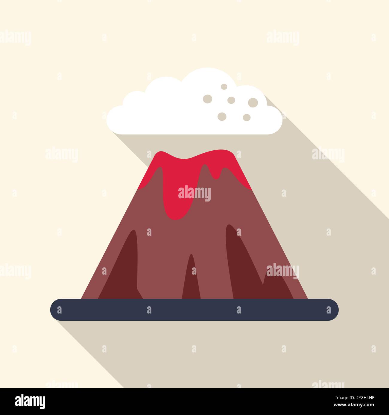 This vector illustration of an erupting volcano with lava and ash is ...
