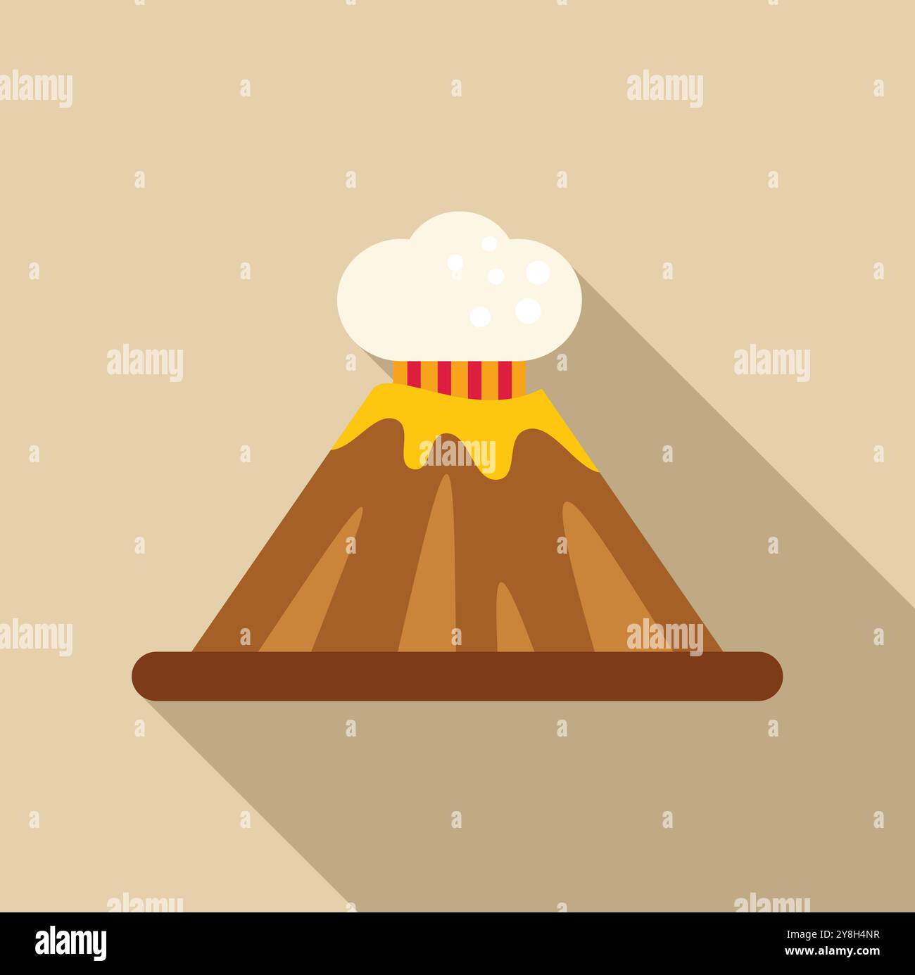 Big brown volcano erupting with lava and smoke, a natural disaster in ...