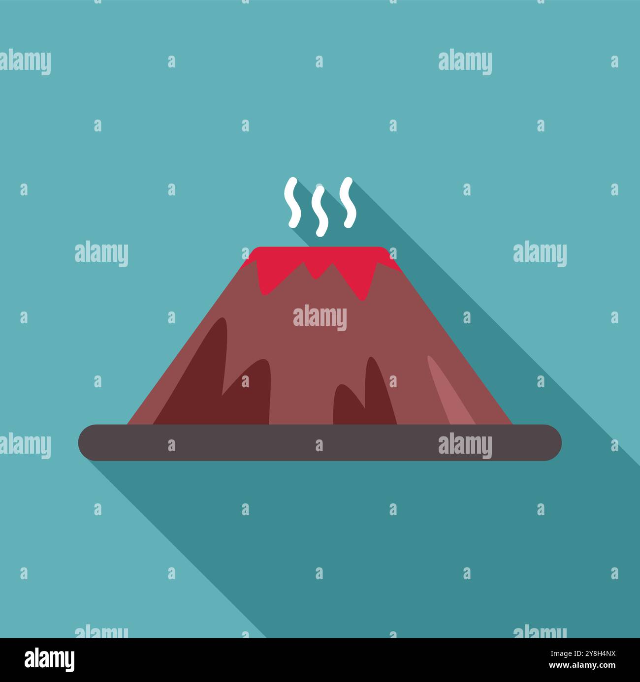 Volcano erupting with lava, a natural phenomenon in a flat design icon ...